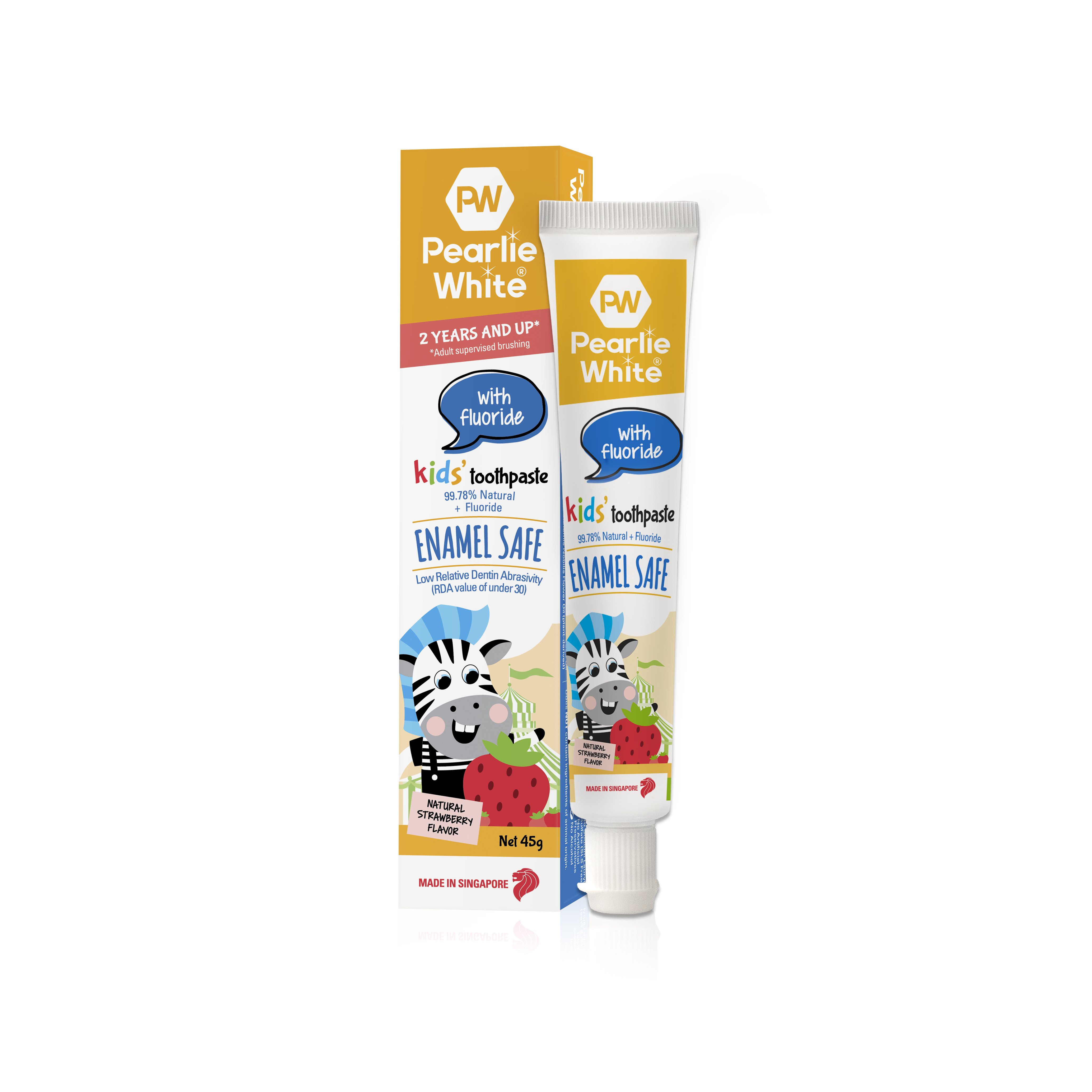 Pearlie White Enamel Safe Kids’ Fluoride Toothpaste (Strawberry) 45g ...