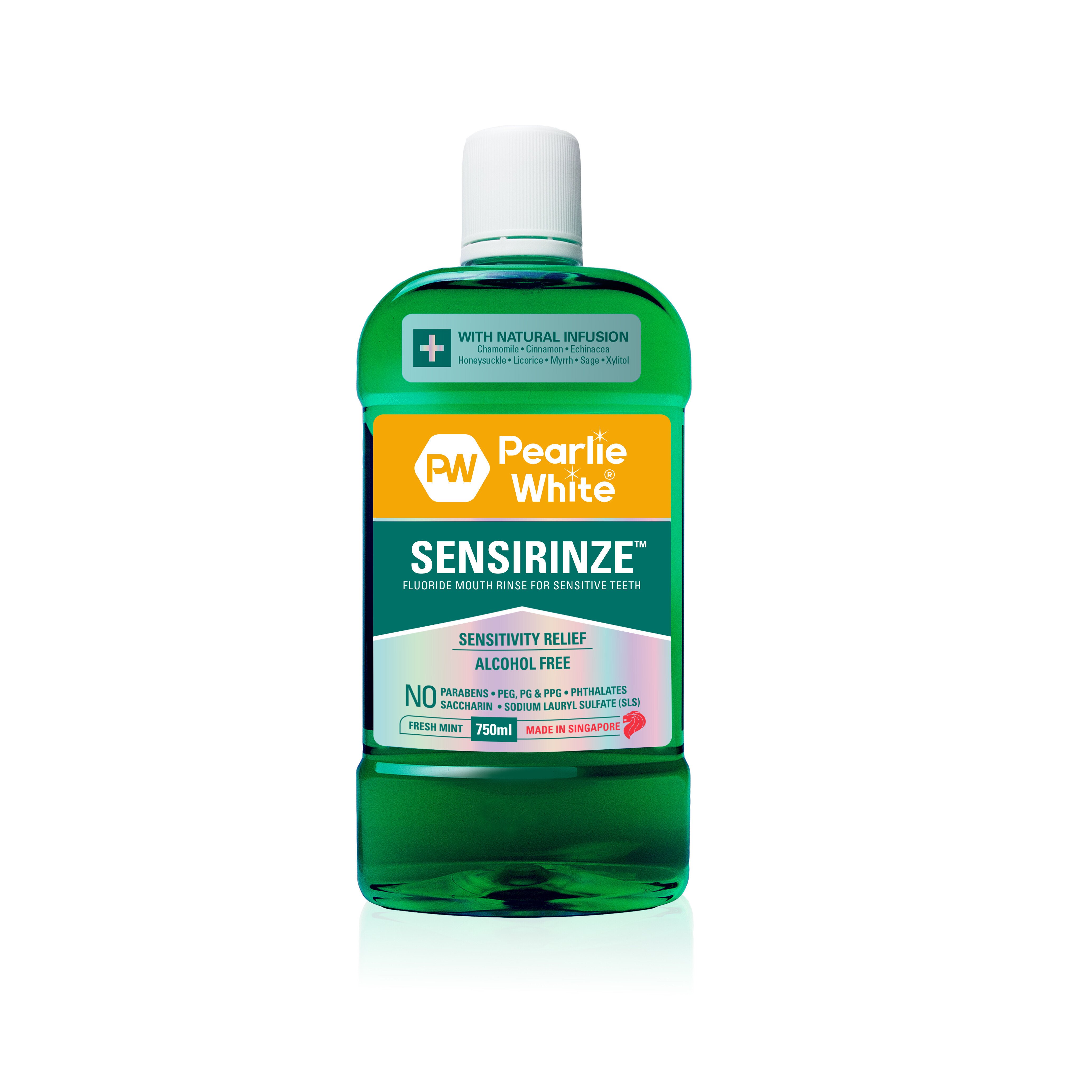 Pearlie White Sensirinze Fluoride Mouth Rinse for Sensitive Teeth 750ml ...