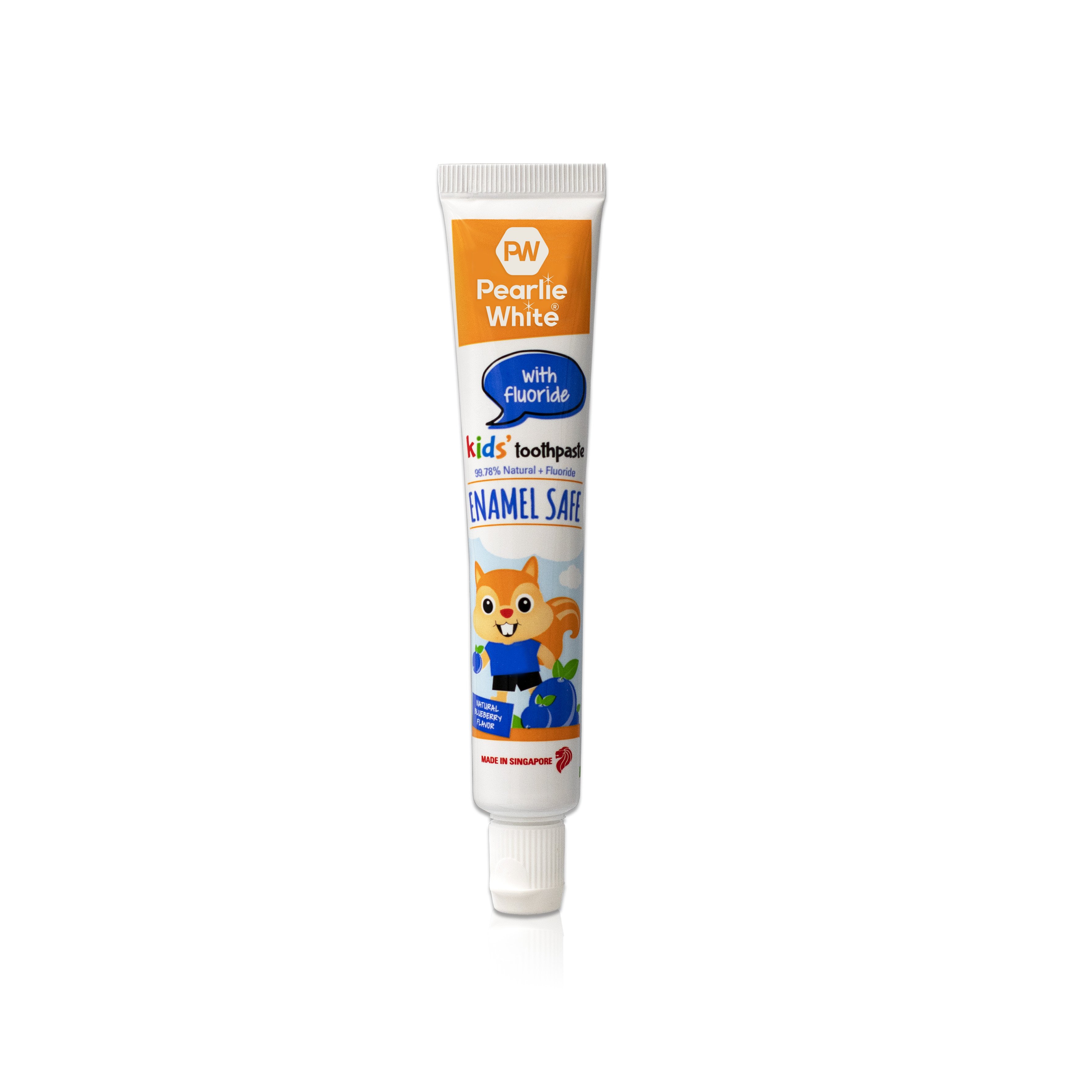 Pearlie White Enamel Safe Kids’ Fluoride Toothpaste (Blueberry) 45g ...