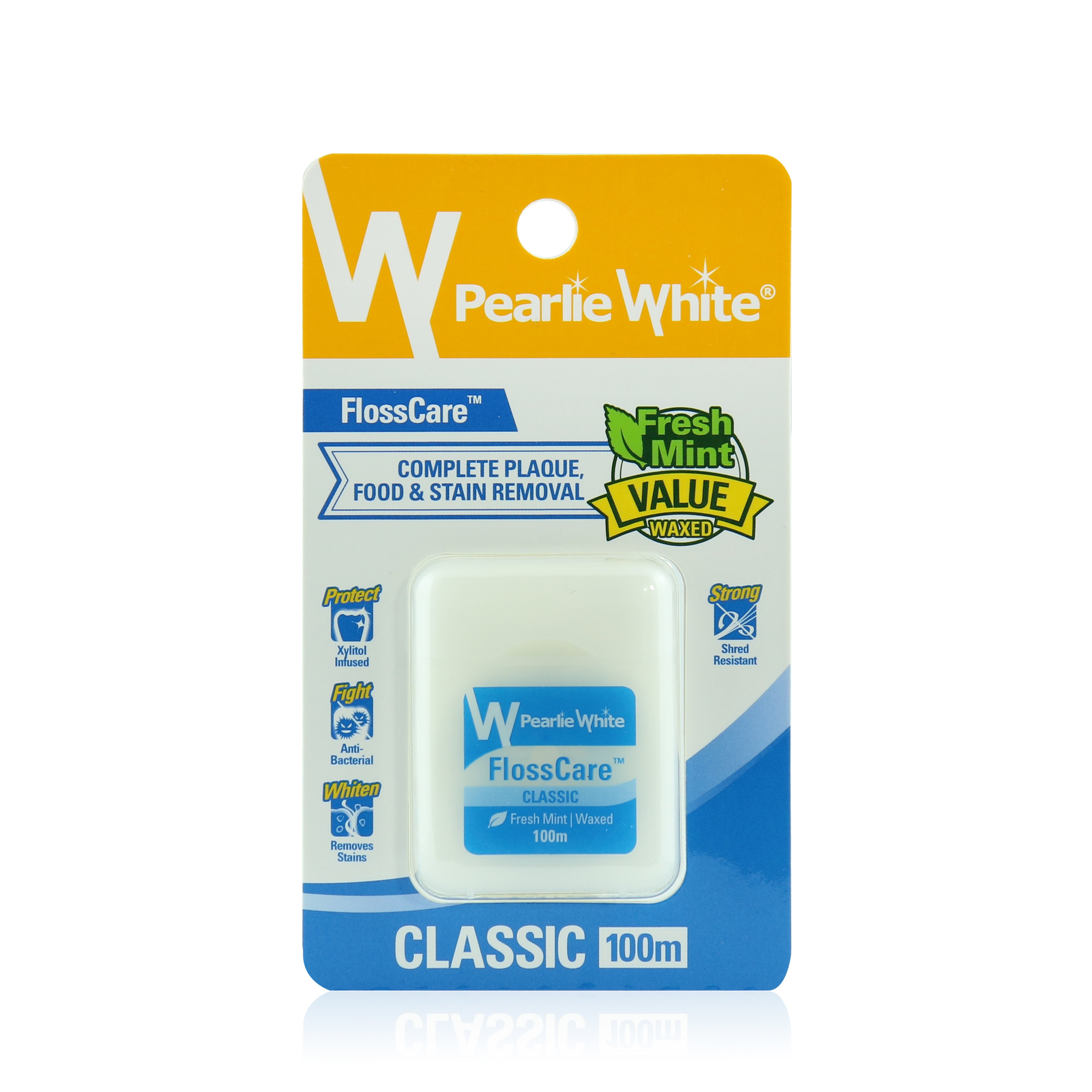 Pearlie White FlossCare Classic Waxed Mint Floss 100m - Smile Store